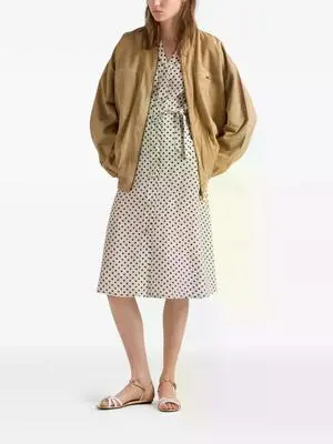 Prada Polka-dot Print Marocain Shirt Dress - Neutrals