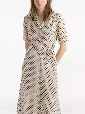 Prada Polka-dot Print Marocain Shirt Dress - Neutrals