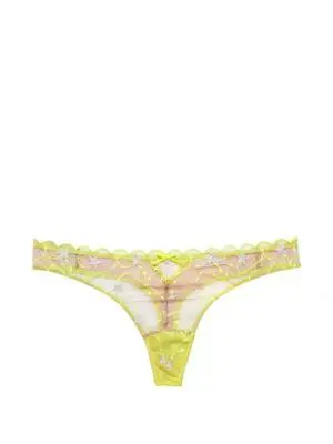 FLEUR DU MAL Toile Embroidery Thong - Yellow