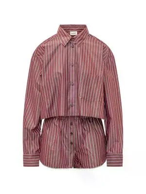 Andamane Arabella Striped Shirt And Shorts Set - Red