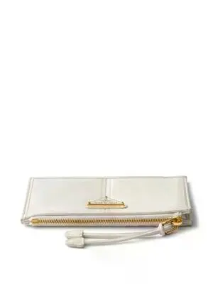 Prada Leather Card Holder With Zipper - White