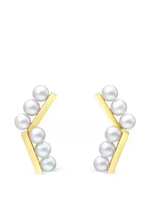 TASAKI Balance Arm Neo Earrings In 18k Yellow With Akoya Pearls - Gold