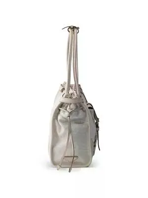 Prada Printed Linen And Leather Handbag