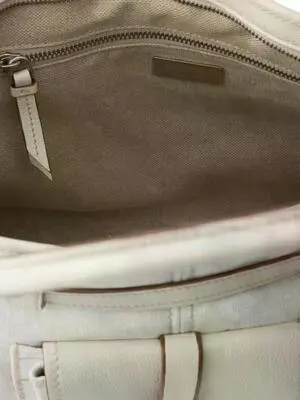 Prada Printed Linen And Leather Handbag