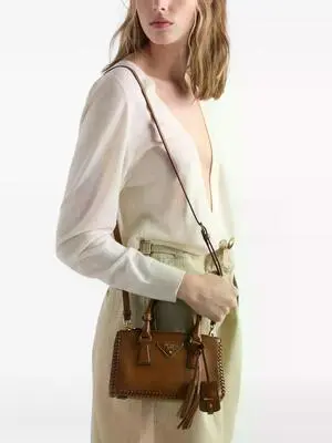 Prada Galleria Whipstitch-trim Tote Bag - Brown