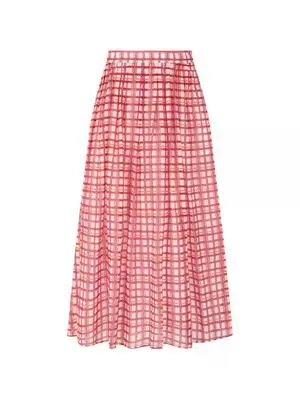 Max Mara Check-pattern Pleated Midi Skirt