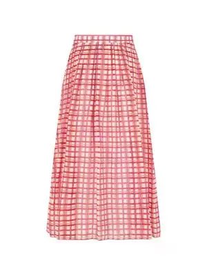 Max Mara Check-pattern Pleated Midi Skirt