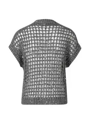 Peserico Open-knit Sequin Embellished Cardigan - Grey