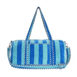 CYC Striped Velvet Weekender Bag - Blue