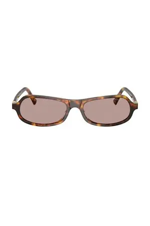 Miu Miu Rectangular Sunglasses In Metallic - Brown & Havana