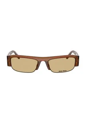 Miu Miu Rectangular Sunglasses In Metallic - Brown