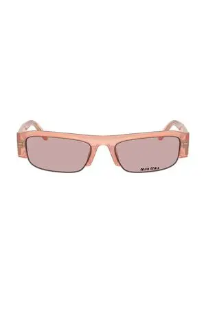 Miu Miu Rectangular Sunglasses In Metallic - Pink