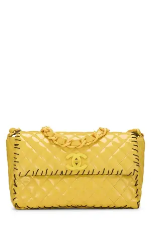Chanel Vinyl Whipstitch Half Flap - Yellow