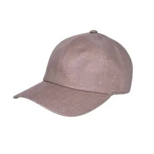 CACHEMIO Italian Linen Baseball Cap With Leather Strap - Beige/black