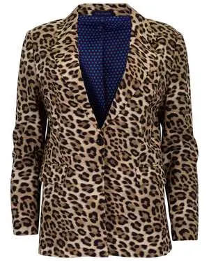 LORDS OF HARLECH Julia Leopard Tailored Blazer - Brown