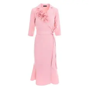 CONCEPT A TROIS Wrap Blazer Dress With Floral Applique - Pink