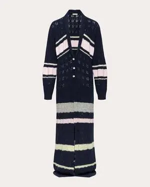 Hellessy Mixed Knit Stripe Aram Duster Cardigan