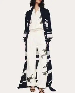 Hellessy Mixed Knit Stripe Aram Duster Cardigan