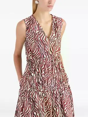 Proenza Schouler White Label Zebra-print Smocked Midi Dress - Red