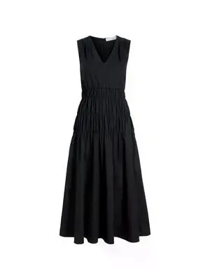 Proenza Schouler White Label Smocked Poplin Midi Dress - Black