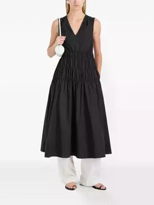 Proenza Schouler White Label Smocked Poplin Midi Dress - Black