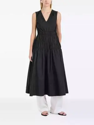 Proenza Schouler White Label Smocked Poplin Midi Dress - Black