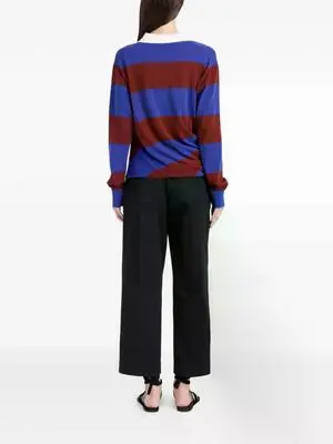 Proenza Schouler Corinna Striped Draped Polo Top - Blue