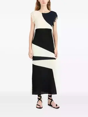 Proenza Schouler Saskia Maxi Dress With Textured Fringe Intarsia - Black