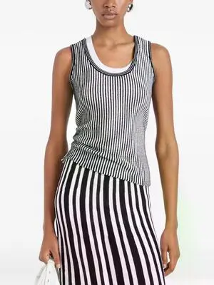 Proenza Schouler White Label Stripe-pattern Rib-knit Top - Black