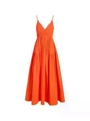 Proenza Schouler White Label Michelyn Gathered Poplin Maxi Dress - Orange