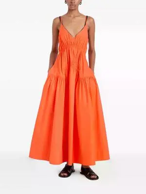 Proenza Schouler White Label Michelyn Gathered Poplin Maxi Dress - Orange