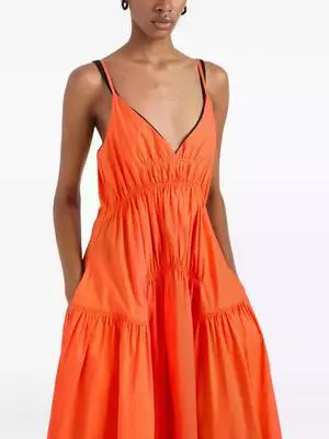 Proenza Schouler White Label Michelyn Gathered Poplin Maxi Dress - Orange