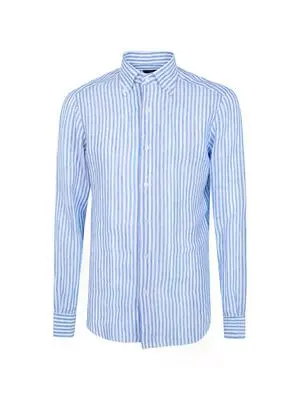 BARBA NAPOLI Striped Button-down Shirt - Blue