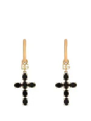 Dolce & Gabbana Creole Earrings With Crystal Cross - Gold