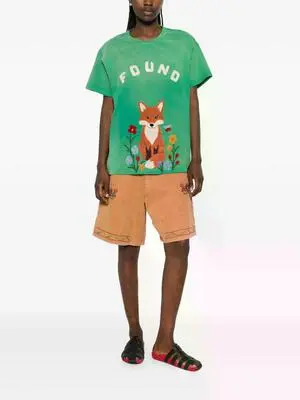 FOUND Fox-embroidered T-shirt