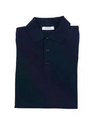 KANGRA Short-sleeve Knit Polo Shirt - Blue