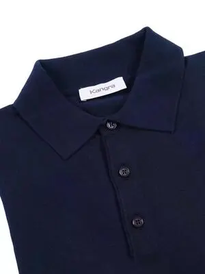KANGRA Short-sleeve Knit Polo Shirt - Blue