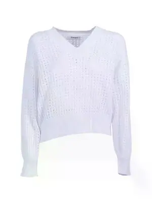KANGRA Open-knit V-neck Sweatshirt - White