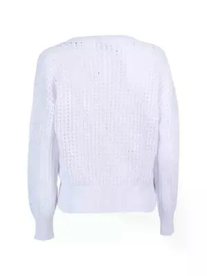 KANGRA Open-knit V-neck Sweatshirt - White