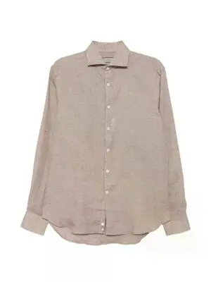 Canali Linen Button-up Shirt - Neutrals