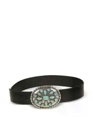 ORTIGNI Embellished Leather Belt - Black