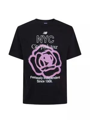NEW BALANCE Graphic Print Cotton T-shirt - Black