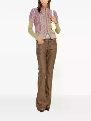 DIESEL® Cable-knit Short-sleeve Cardigan - Purple