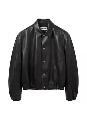 JIL SANDER Elasticated-hem Leather Jacket - Black