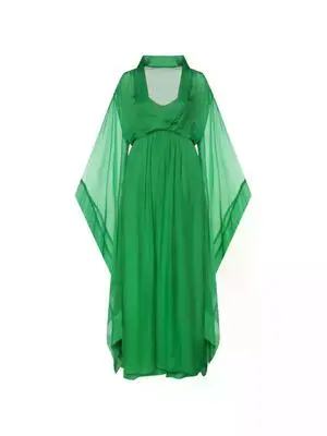 Alberta Ferretti Sheer-paneled Silk Maxi Dress