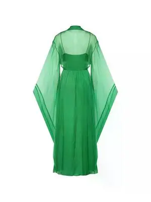 Alberta Ferretti Sheer-paneled Silk Maxi Dress