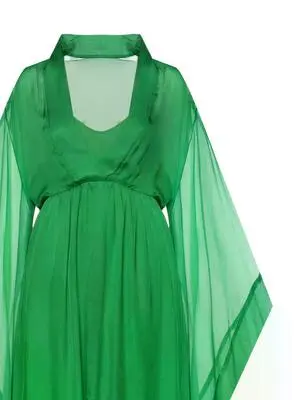 Alberta Ferretti Sheer-paneled Silk Maxi Dress