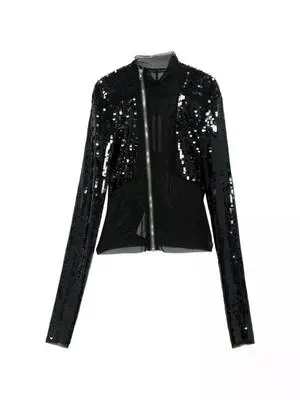 Rick Owens Gary Sequin Mesh Jacket - Black