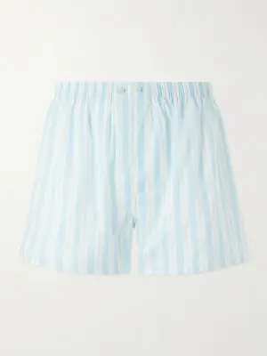 Derek Rose Amalfi 22 Striped Cotton Boxer Shorts - Blue