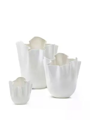 VENINI Fazzoletto Ruffled Vase - White